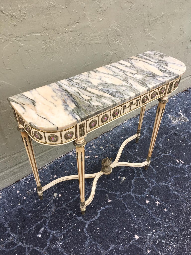 20th Century Louis Philippe Style Wood and Ceramic Console Table and ...