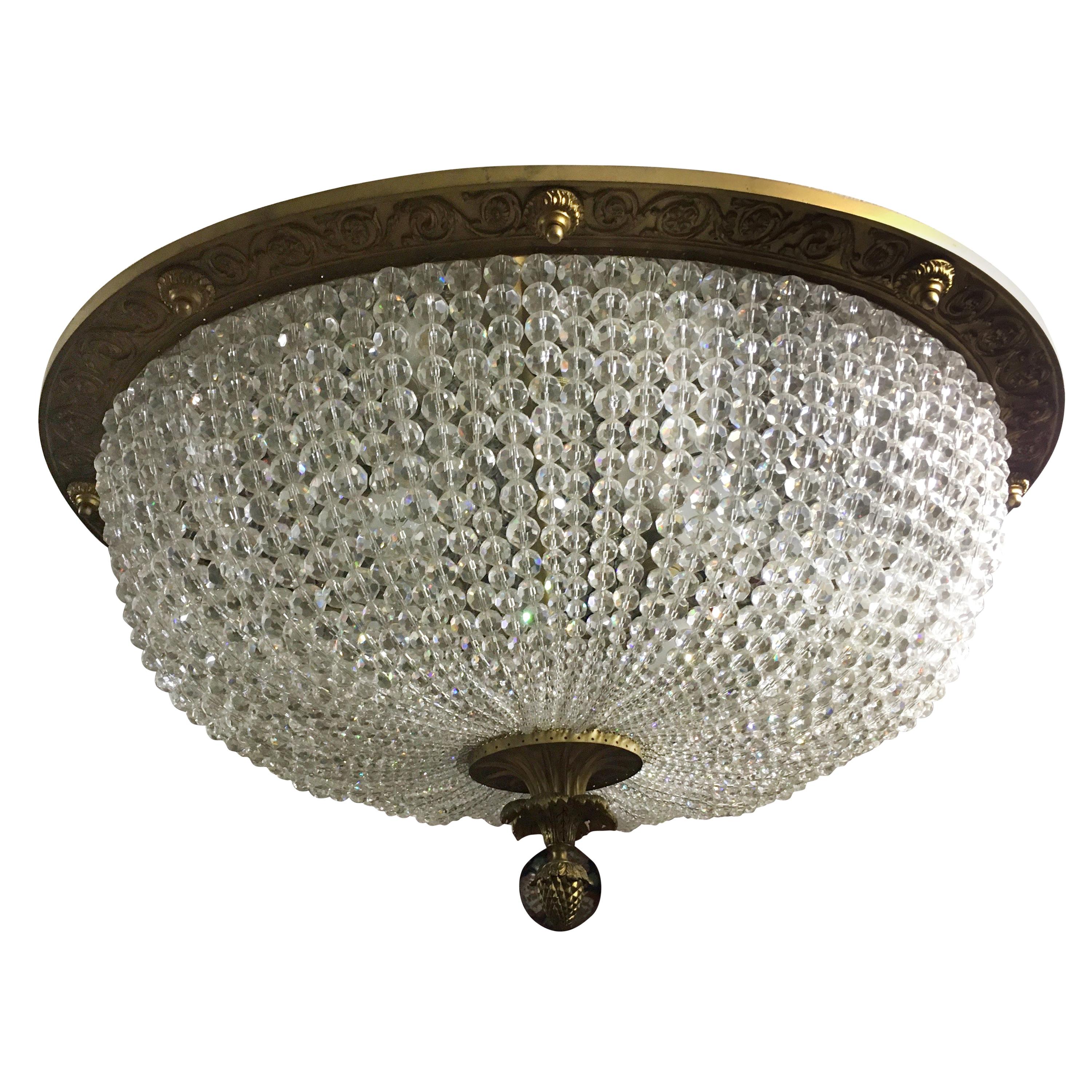 Monumental Louis Seize Style Round Wall Ceiling Lamp or Plafoniere For ...