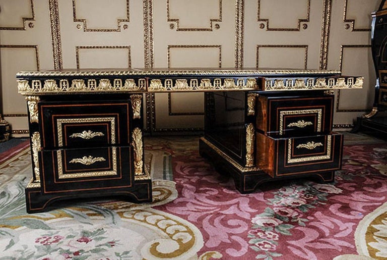 20th Century Louis XIV Style French Piano-Black Writing Table For Sale ...
