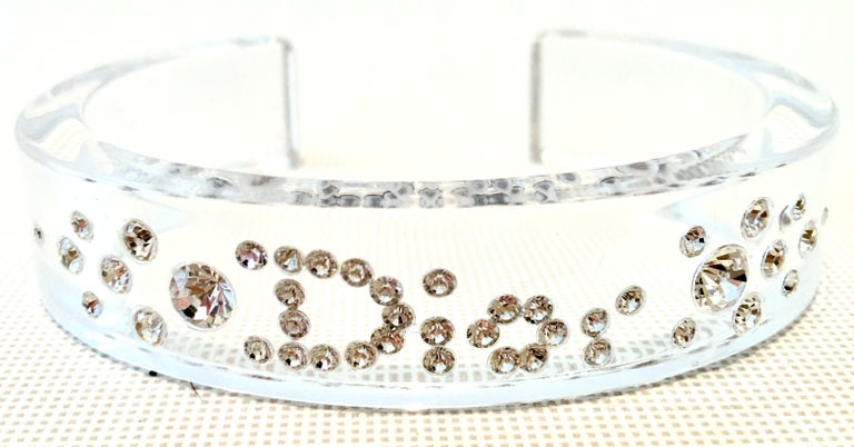 20th Century Lucite and Swarovski Crystal "DIOR" Cuff Bracelet By ...