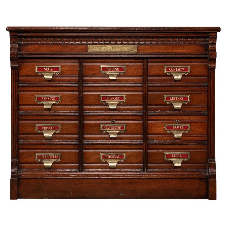 20th Century Mahogany Shannon Filing Cabinet with Twelve Drawers, 1920s ...