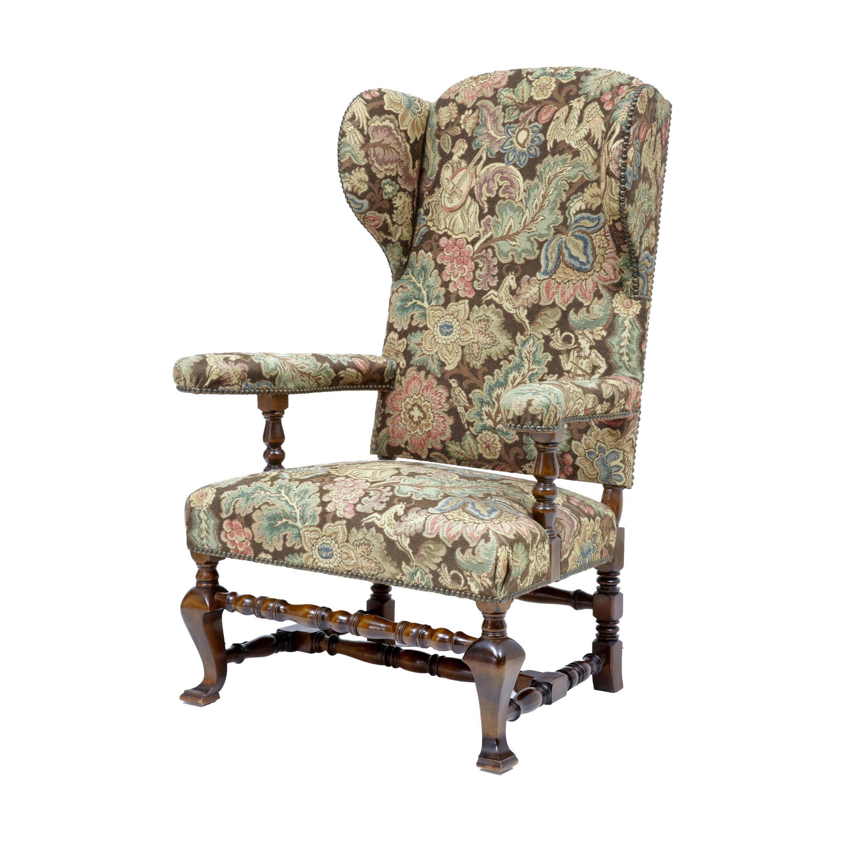 20th Century English Hand Dyed Distressed Brown Leather Wingback ...