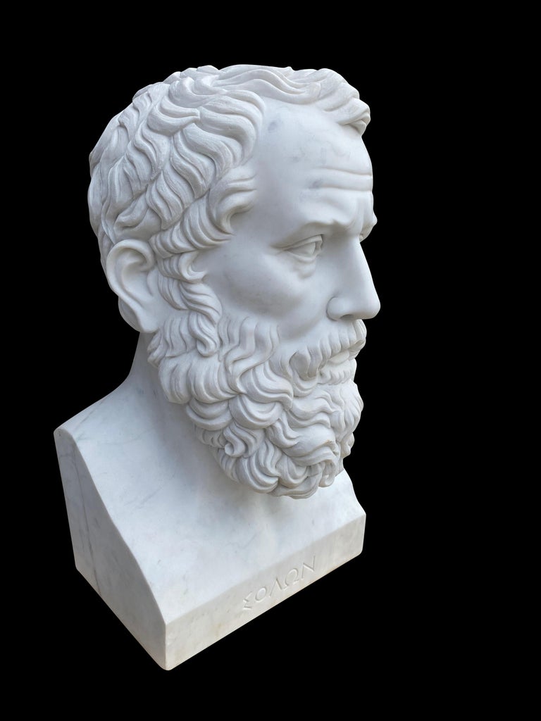20th Century Marble Bust of Solon Greek Lawmaker, Statesman and Poet ...