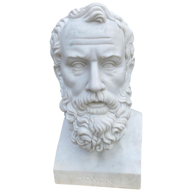 20th Century Marble Bust of Solon Greek Lawmaker, Statesman and Poet ...