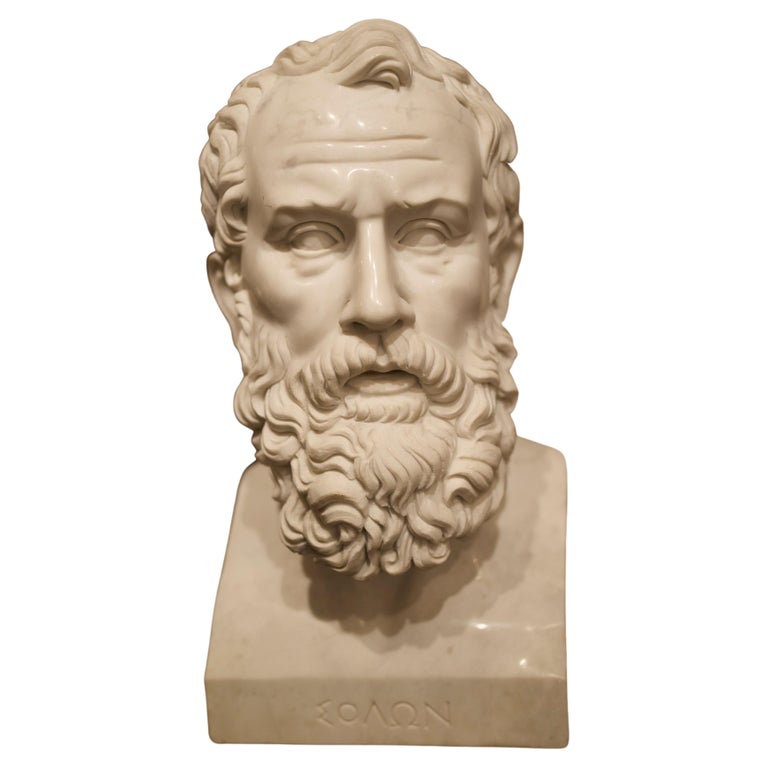 20th Century Marble Bust of Solon Greek Lawmaker, Statesman and Poet ...