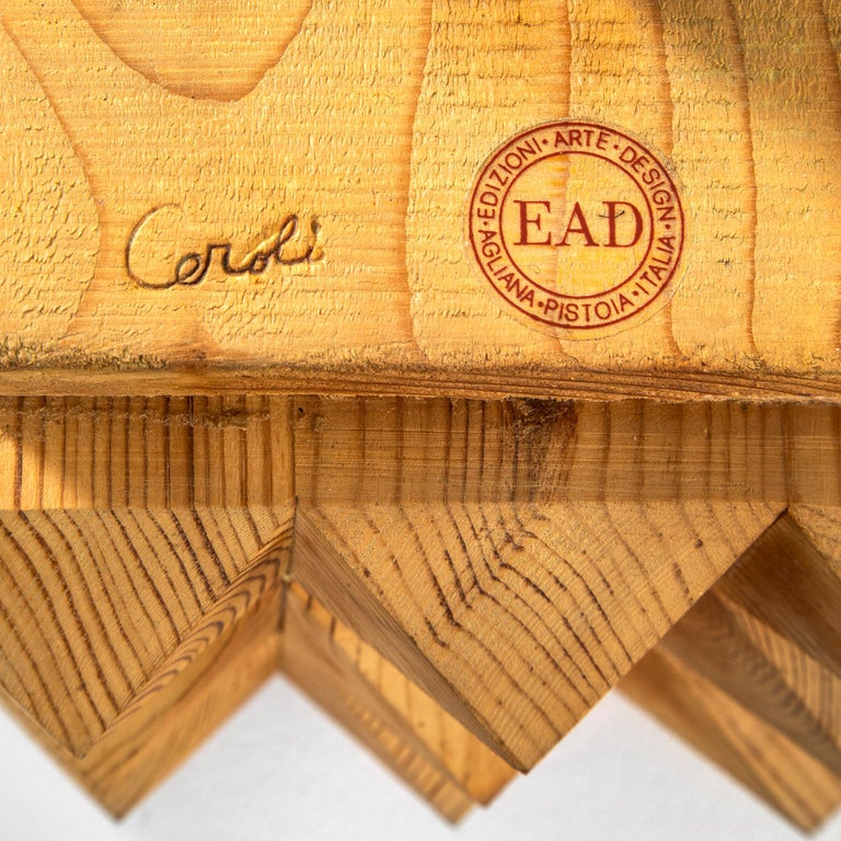 20th Century Mario Ceroli Pair of Table Lamps Mod. Diamante in Wood and ...