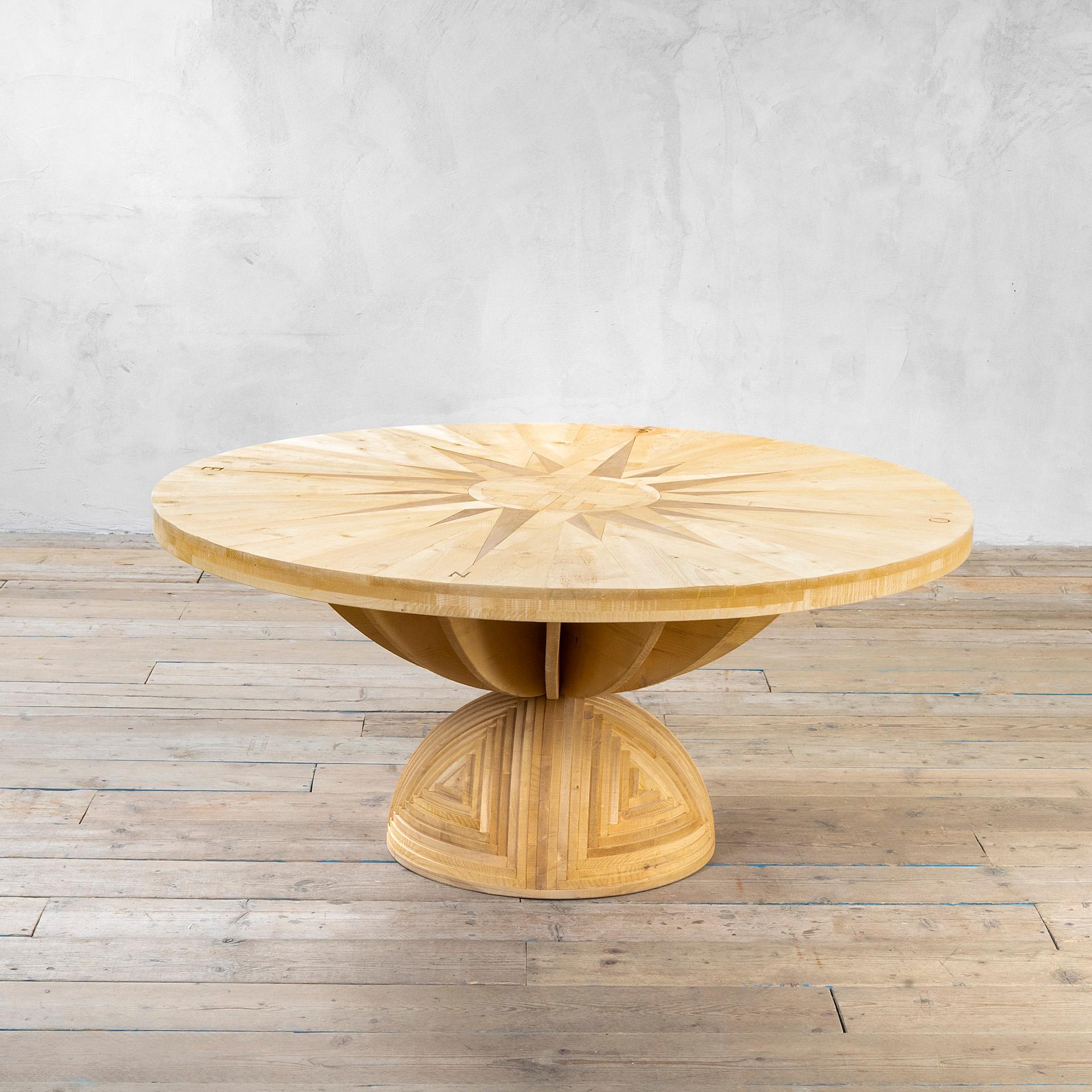 20th Century, Mario Ceroli Poltronova "Rosa Dei Venti" Table in Inlaid ...