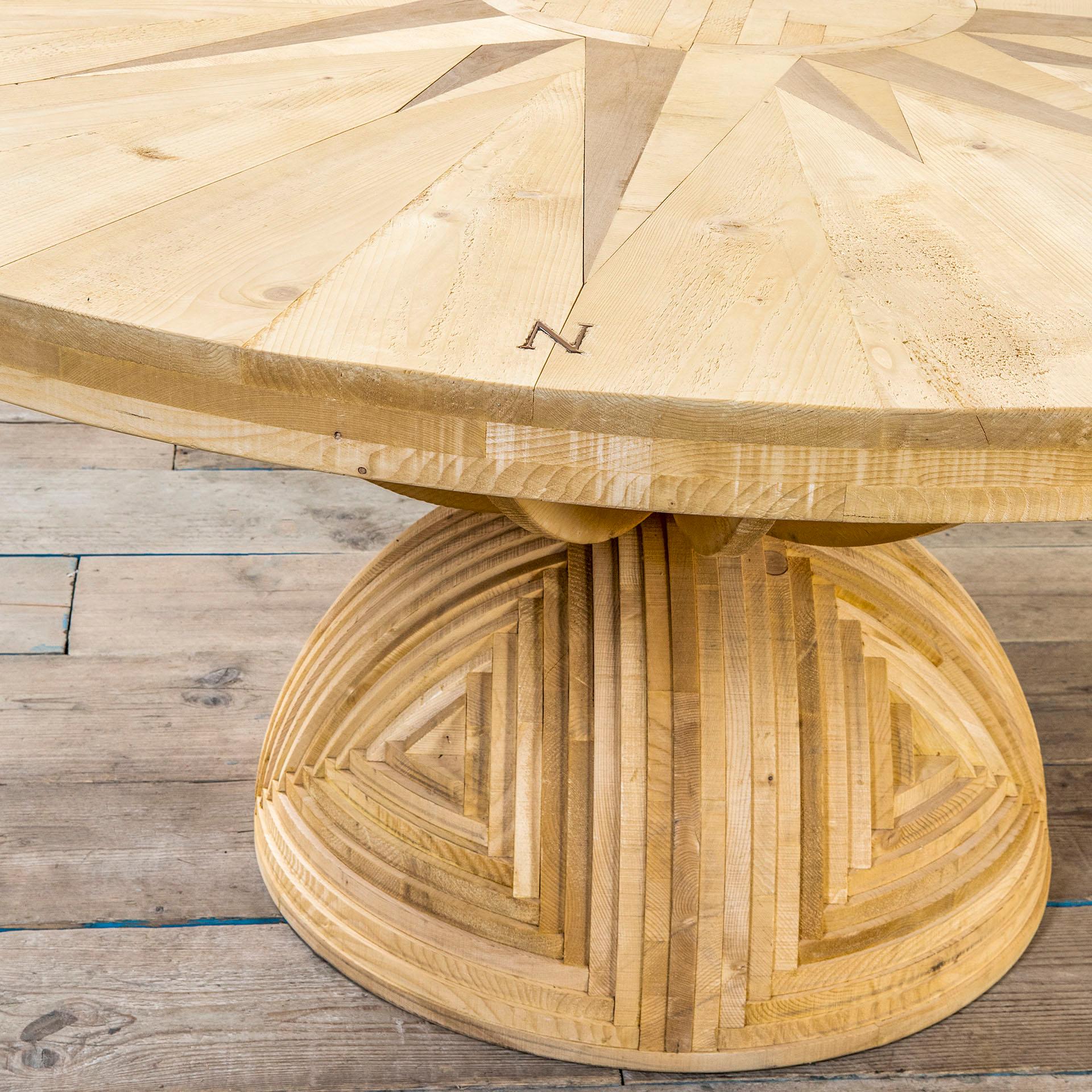 20th Century, Mario Ceroli Poltronova "Rosa Dei Venti" Table in Inlaid ...