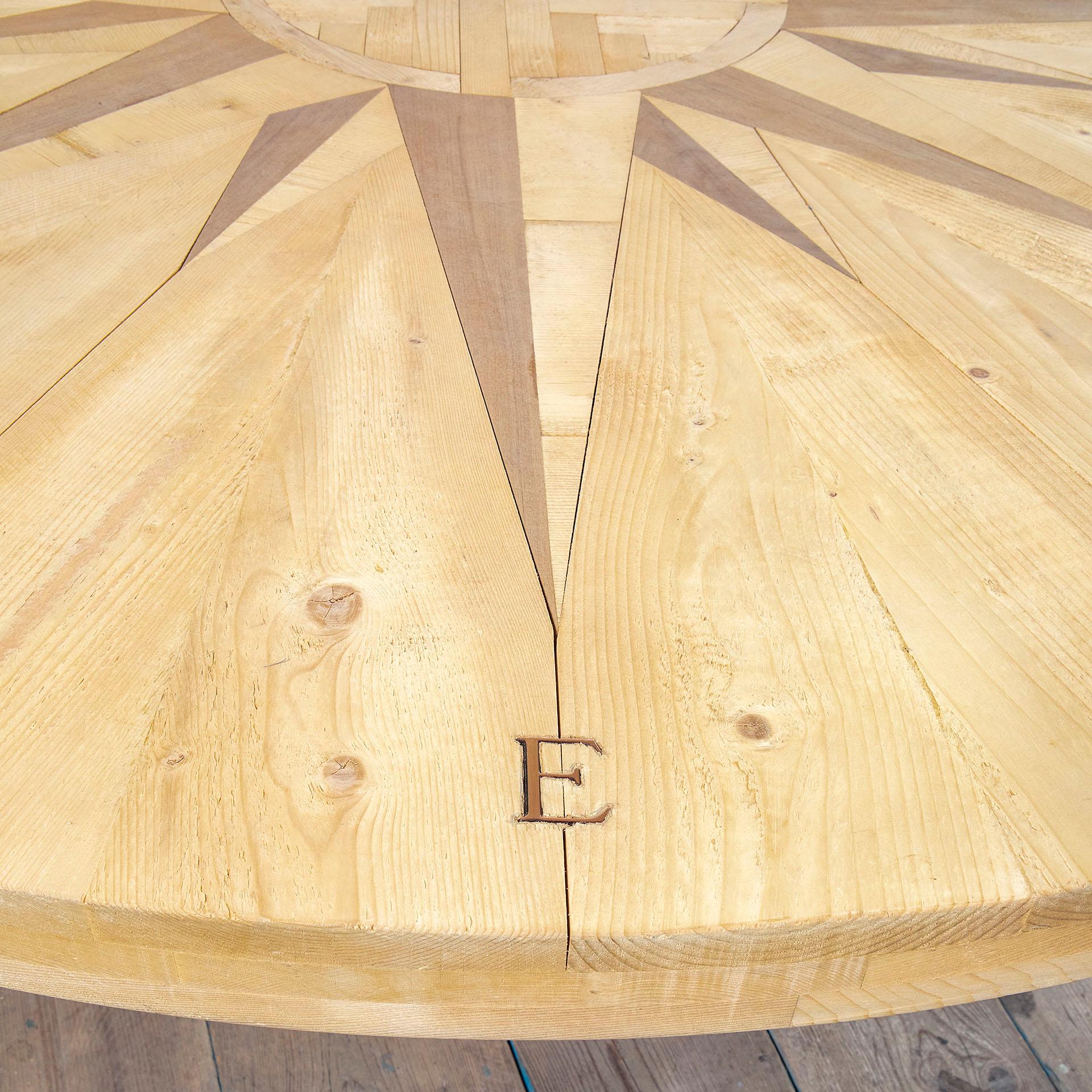 20th Century, Mario Ceroli Poltronova "Rosa Dei Venti" Table in Inlaid ...