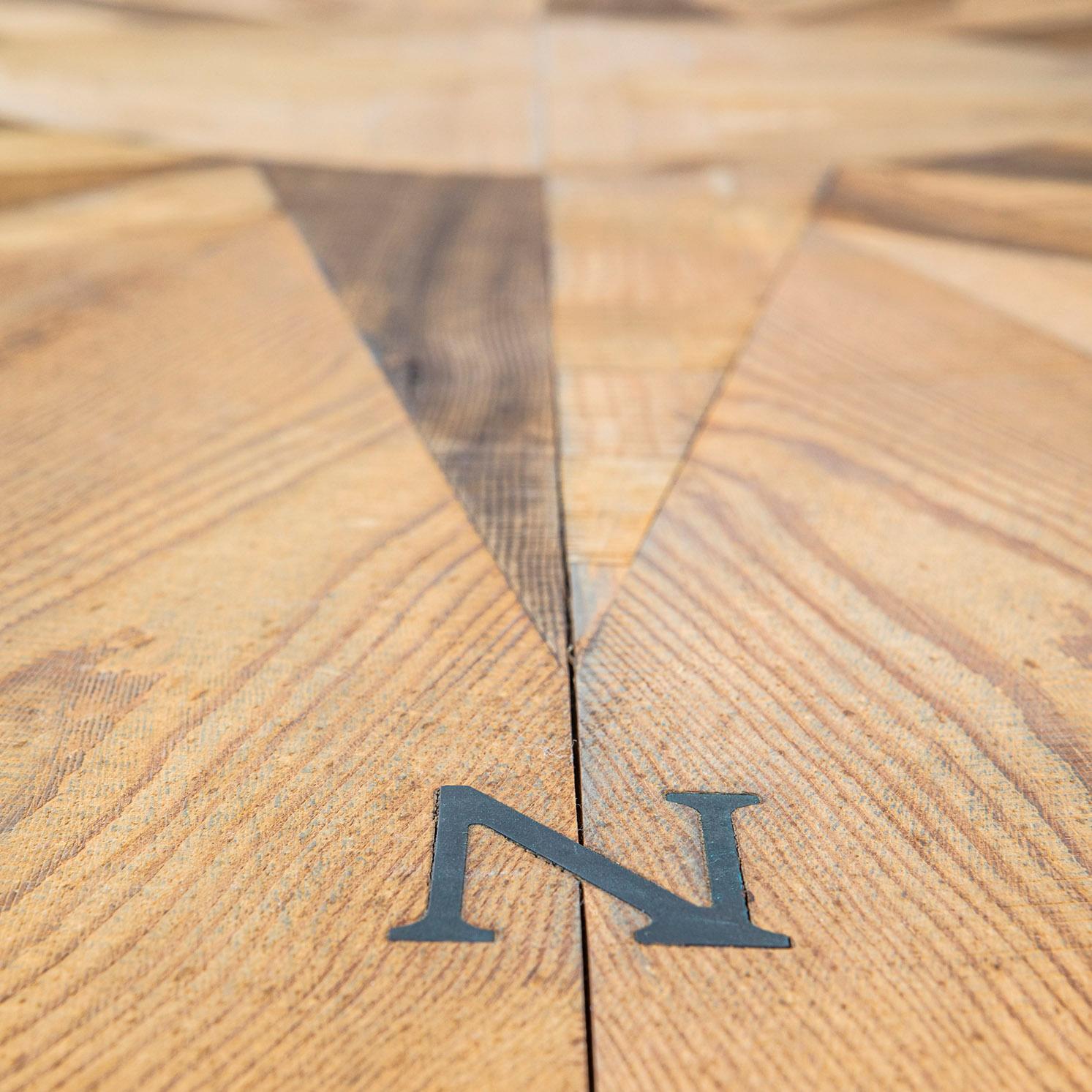 20th Century Mario Ceroli "Rosa Dei Venti" Table in Inlaid Wood for ...