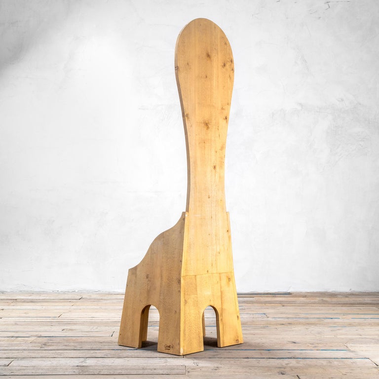 20th Century Mario Ceroli "Sedia Alta" Sette for Poltronova in Fir Wood ...