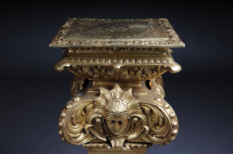 20th Century Massive Finely Engraved Bronze Pillar or Column, Gold For ...