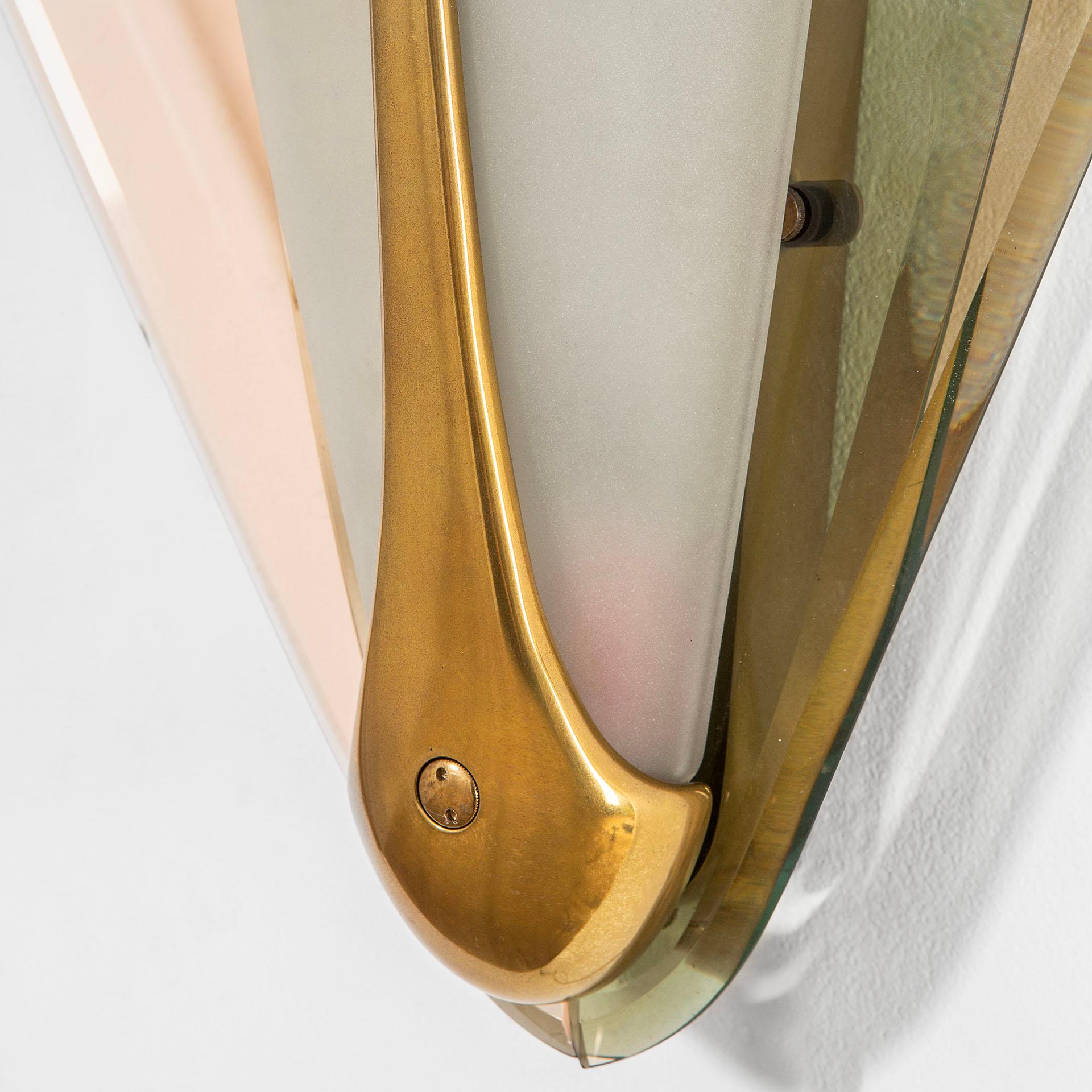 20th Century Max Ingrand Pair of Wall Lamps Pink and Blue for Fontana Arte 1950s For Sale at 1stDibs