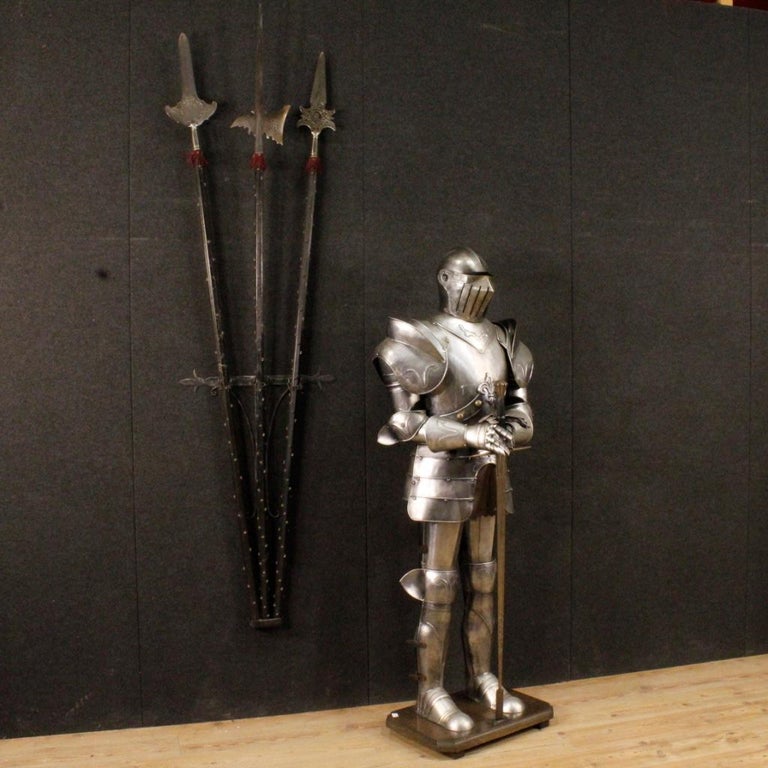 20th Century Metal Italian Armor with Sword and Three Halberds, 1950 ...