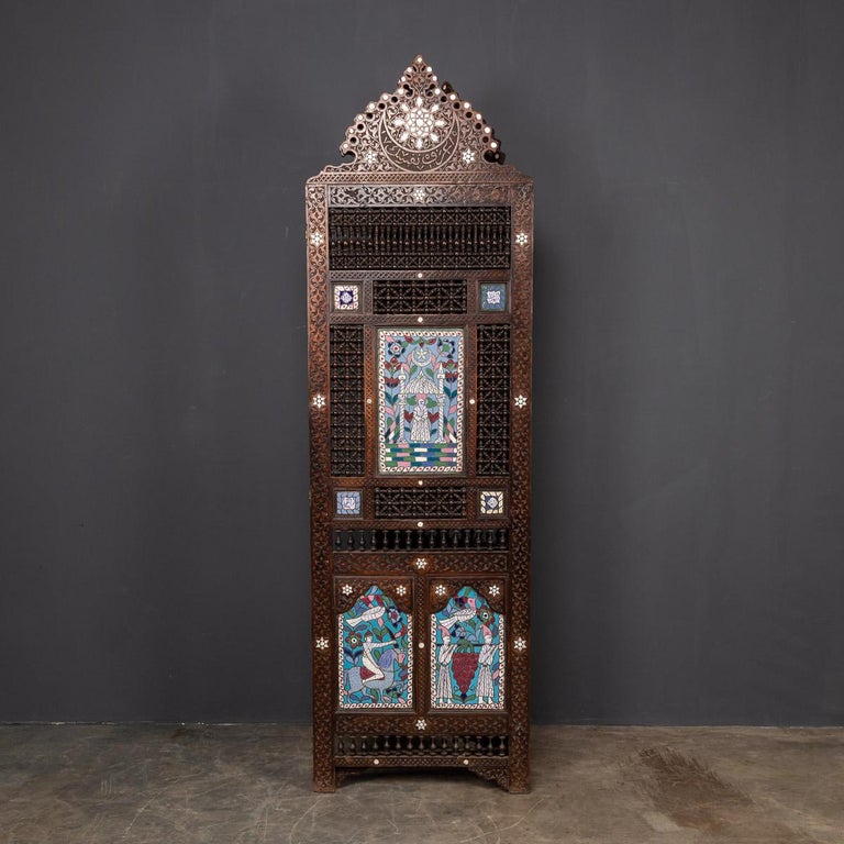 20th Century Middle-Eastern Folding Screen with Enamel Panels at 1stDibs
