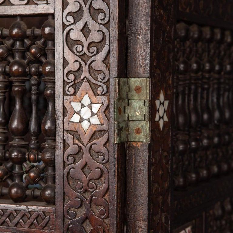 20th Century Middle-Eastern Folding Screen with Enamel Panels at 1stDibs
