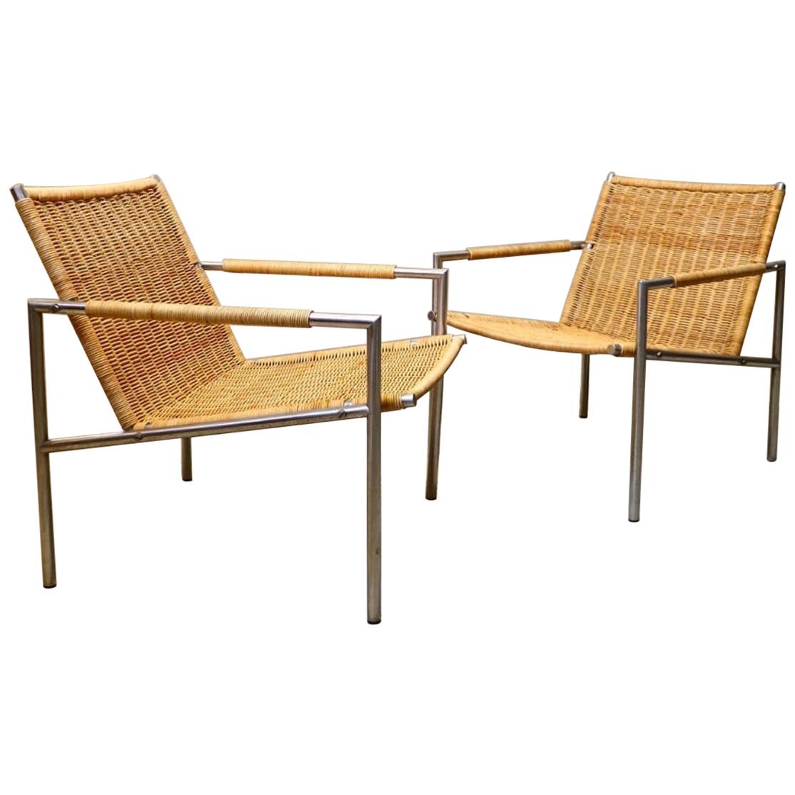 20th Century Minimalist Martin Visser Rattan Lounge Chairs for Spectrum ...