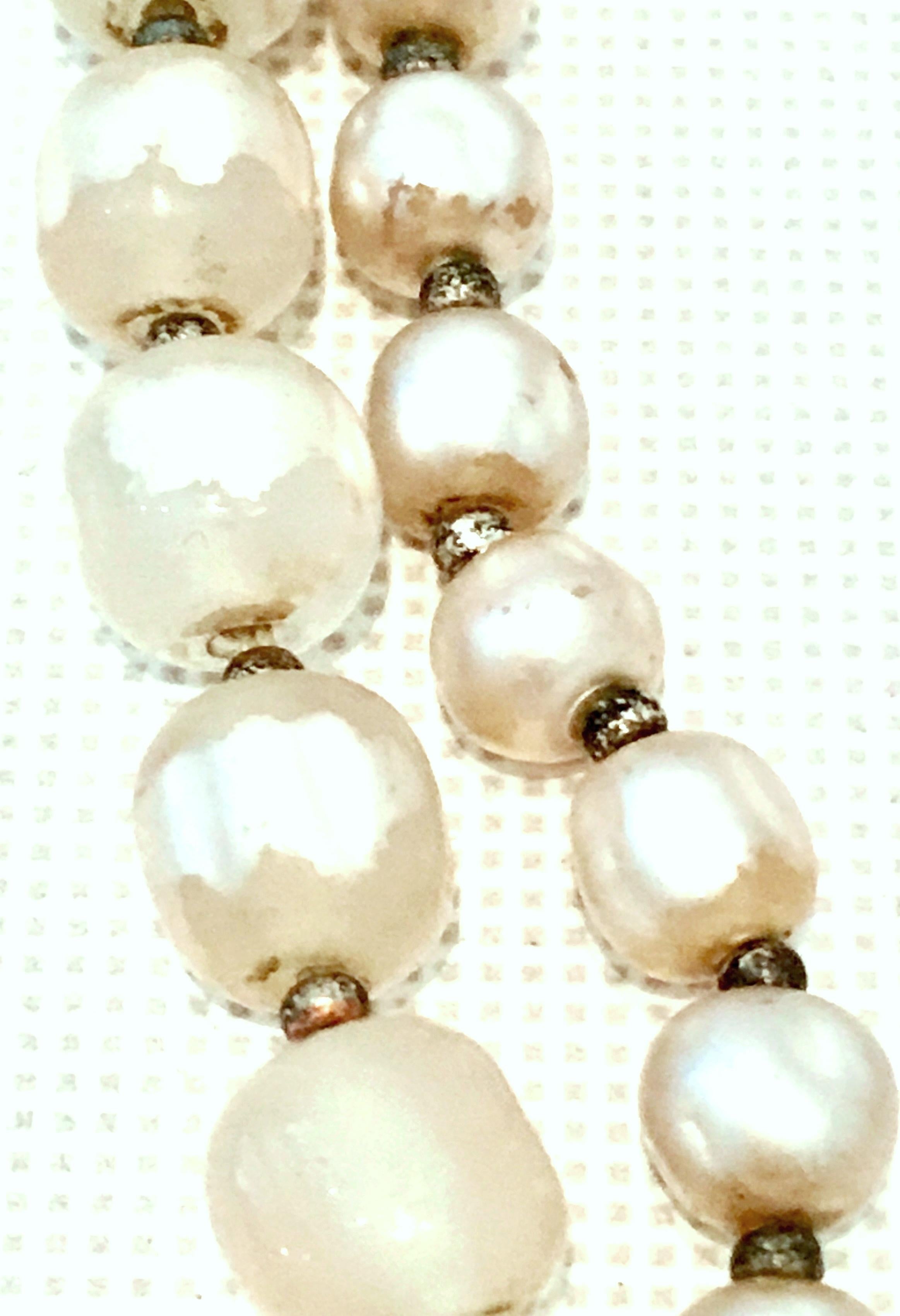20th Century Miriam Haskell Style Silver, Faux Pearl Bead and Crystal ...