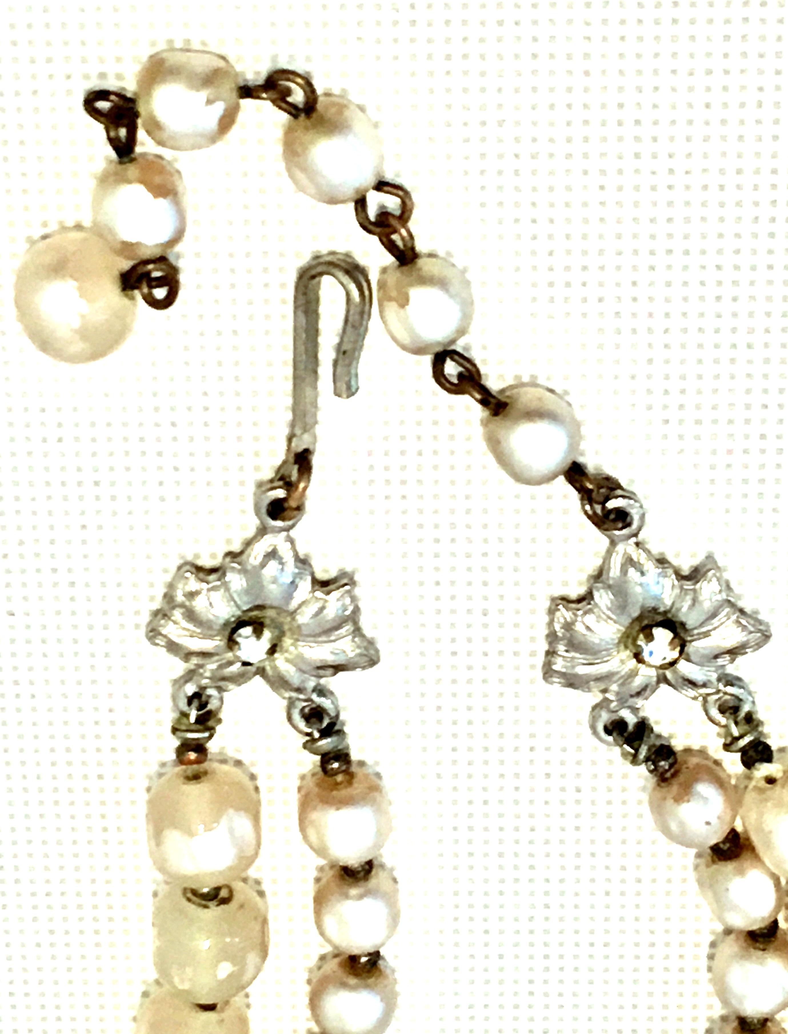 20th Century Miriam Haskell Style Silver, Faux Pearl Bead and Crystal ...