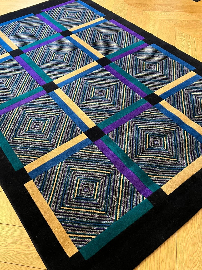 20th Century Missoni Casa Blue Purple and Greeg Rug, circa 1983 at 1stDibs