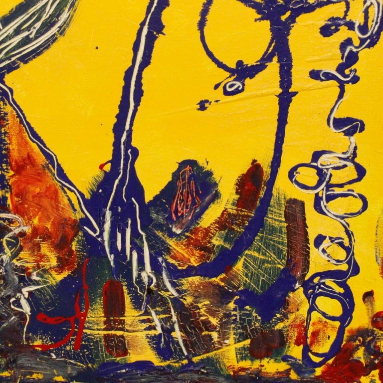 20th Century Mixed-Media on Canvas Modern Dated Dutch Abstract Painting ...