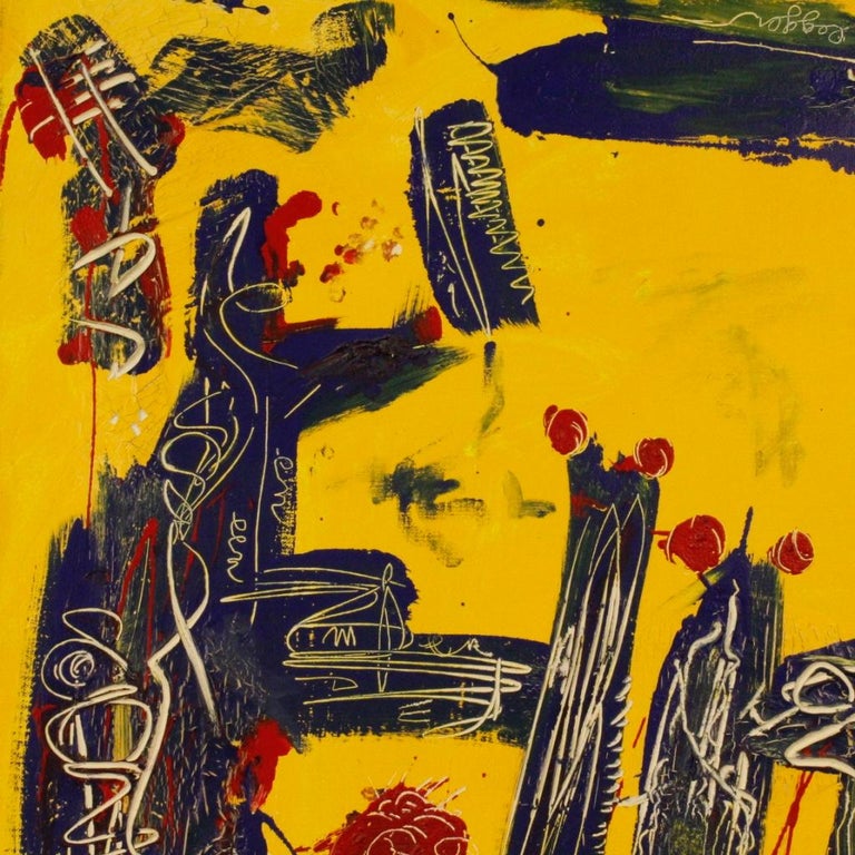 20th Century Mixed-Media on Canvas Modern Dated Dutch Abstract Painting ...