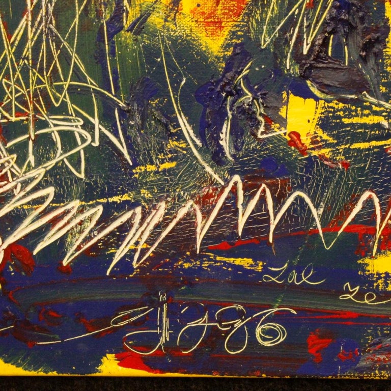 20th Century Mixed-Media on Canvas Modern Dated Dutch Abstract Painting ...