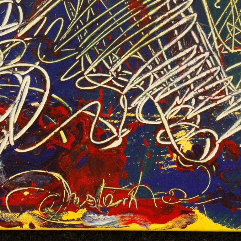 20th Century Mixed-Media on Canvas Modern Dated Dutch Abstract Painting ...