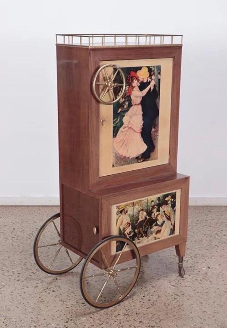 20th Century, Mobile Bar Aldo Tura Parchment For Sale at 1stDibs