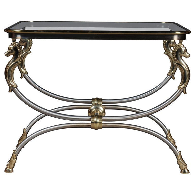 20th Century Modern Designer Side Table, Chrome Brass, Classical Style ...