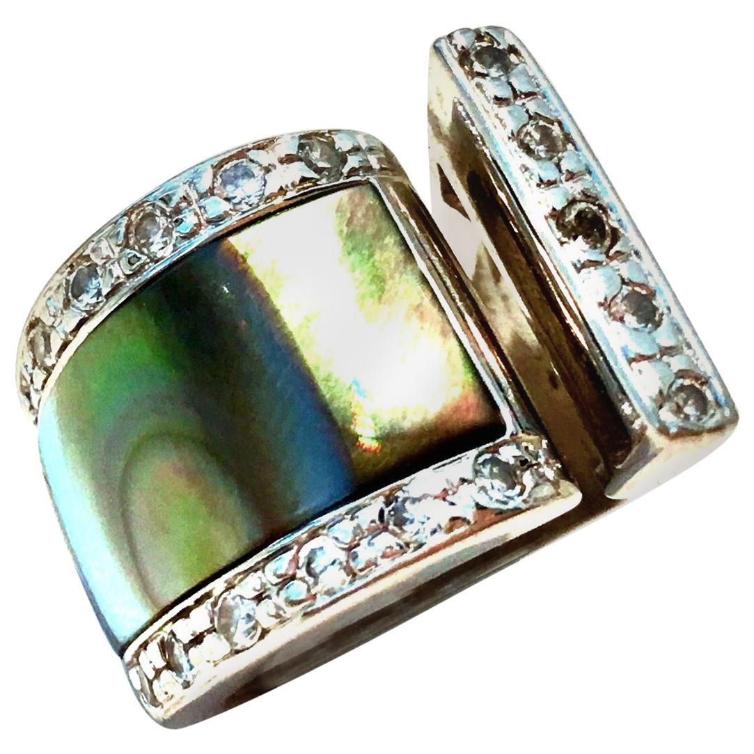 20th Century Modernist Mexican Sterling Silver, Crystal and Abalone ...
