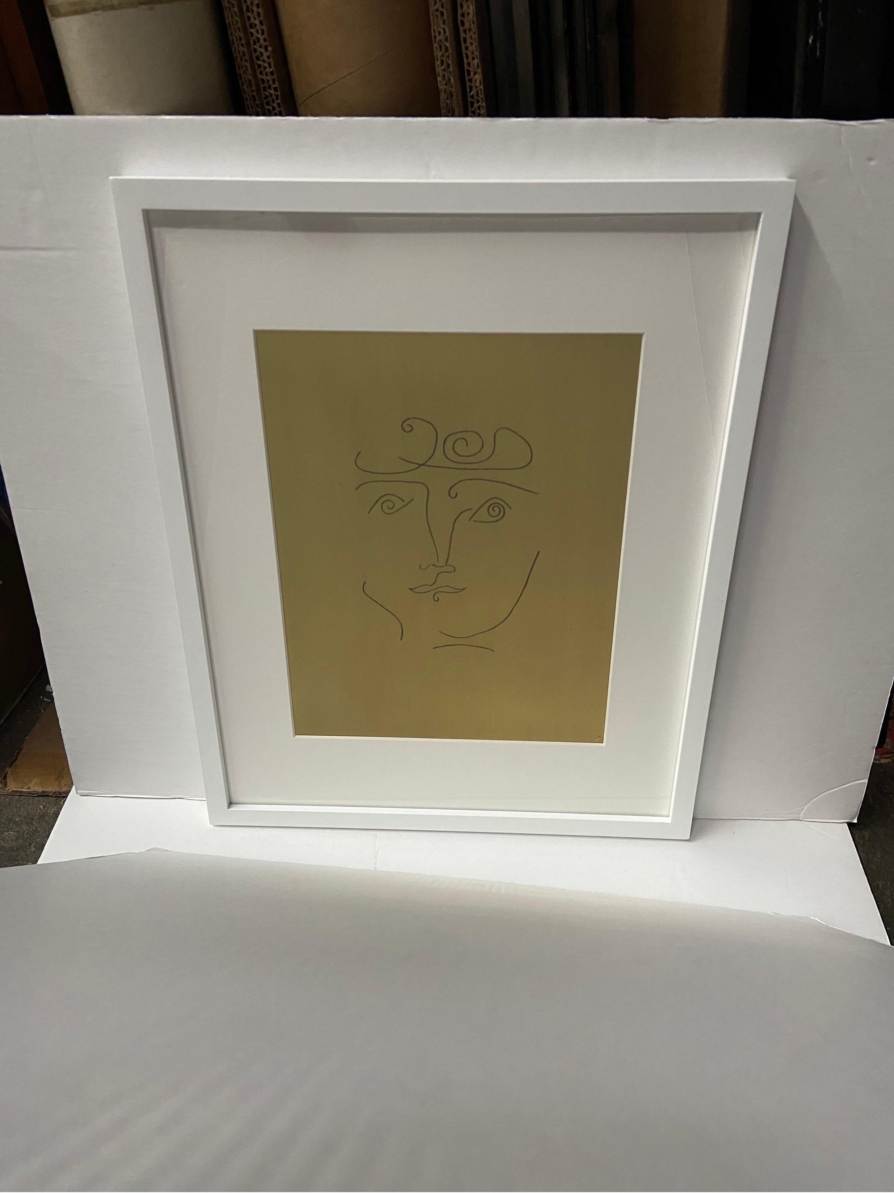 20th Century Modernist Style Abstract Portrait Engraving on Brass ...