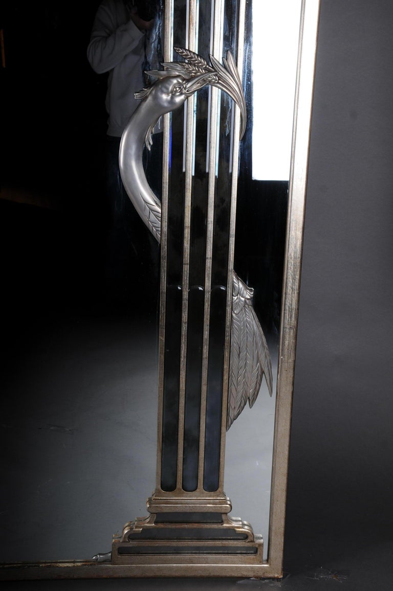 20th Century Monumental Designer Standing Mirror, Italy, Silver For ...