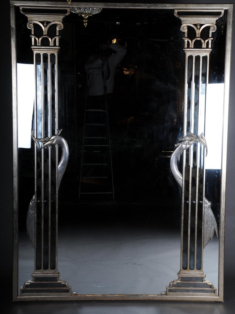 20th Century Monumental Designer Standing Mirror, Italy, Silver For ...