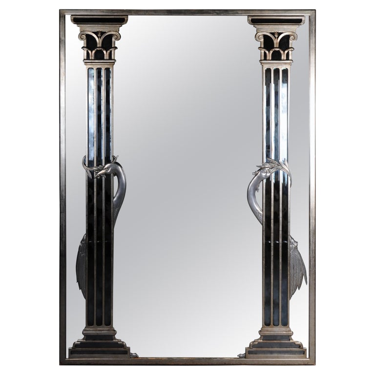 20th Century Monumental Designer Standing Mirror, Italy, Silver For ...