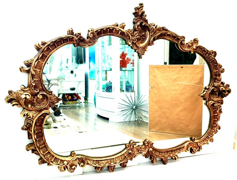 20th Century Monumental French Baroque Style Ornate Gold Gilt Mirror at ...