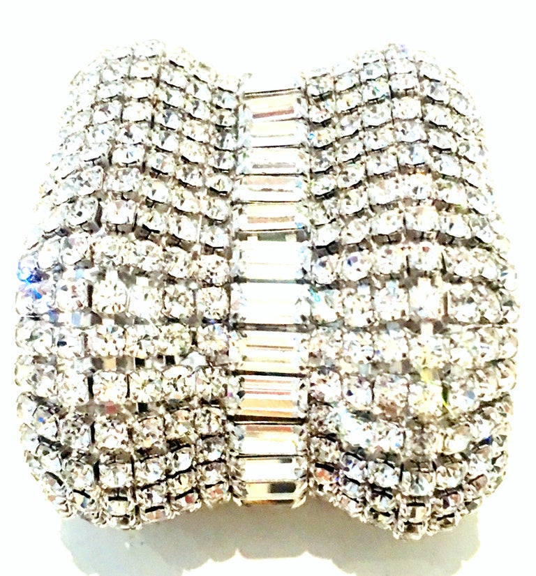 20th Century Monumental 3”Silver and Austrian Crystal Cuff Link ...