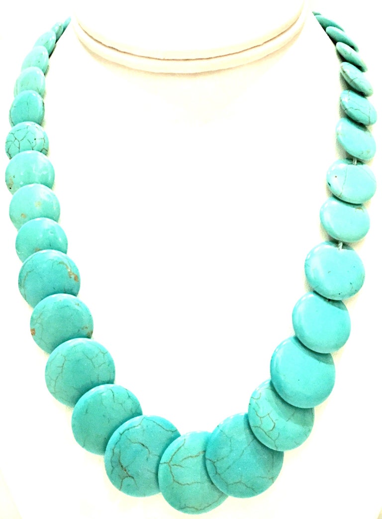 20th Century Natural Polished Turquoise Disc Bead Necklace at 1stDibs ...
