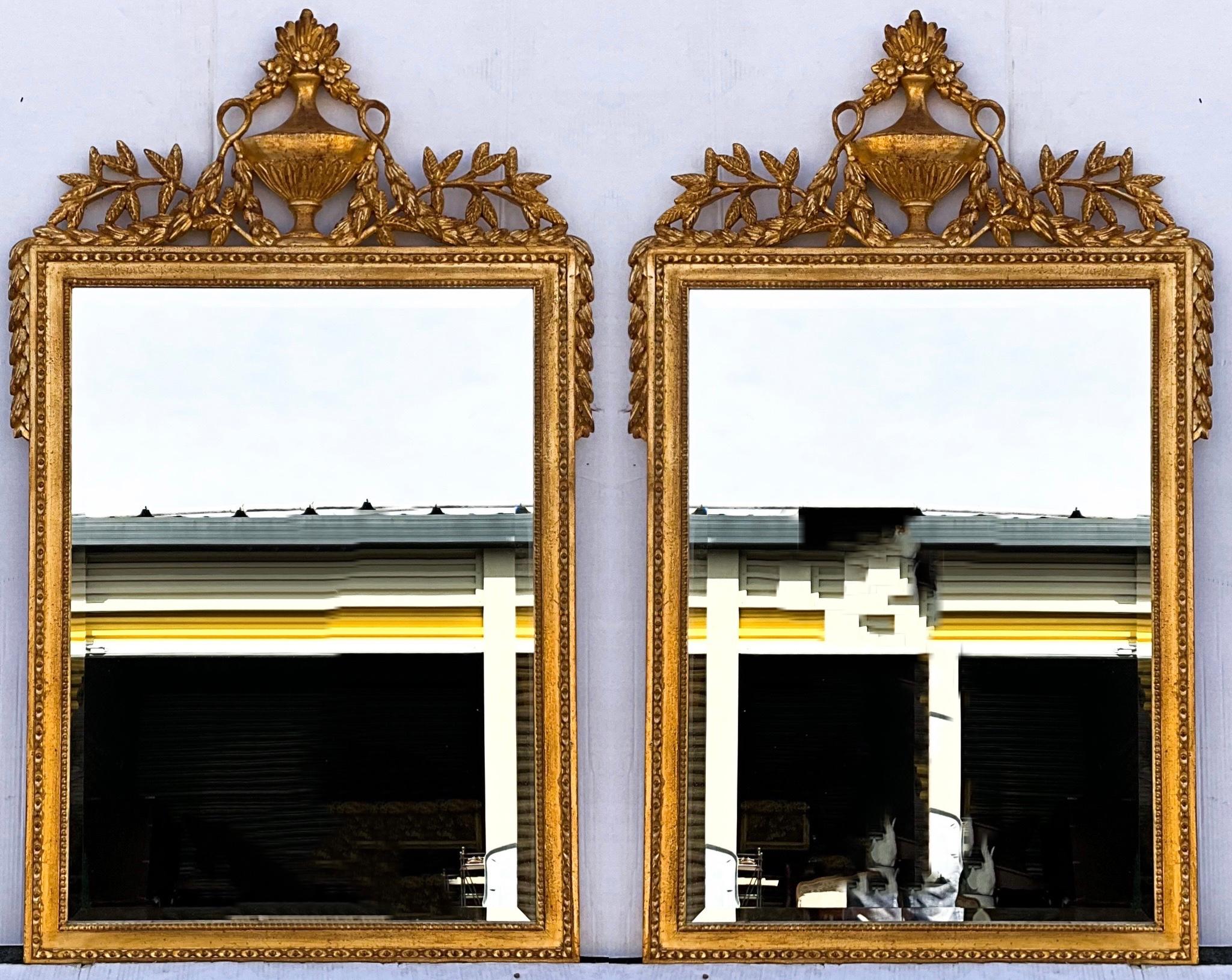 20th Century Neo-Classical Style Carved Giltwood Italian Mirrors, Pair ...
