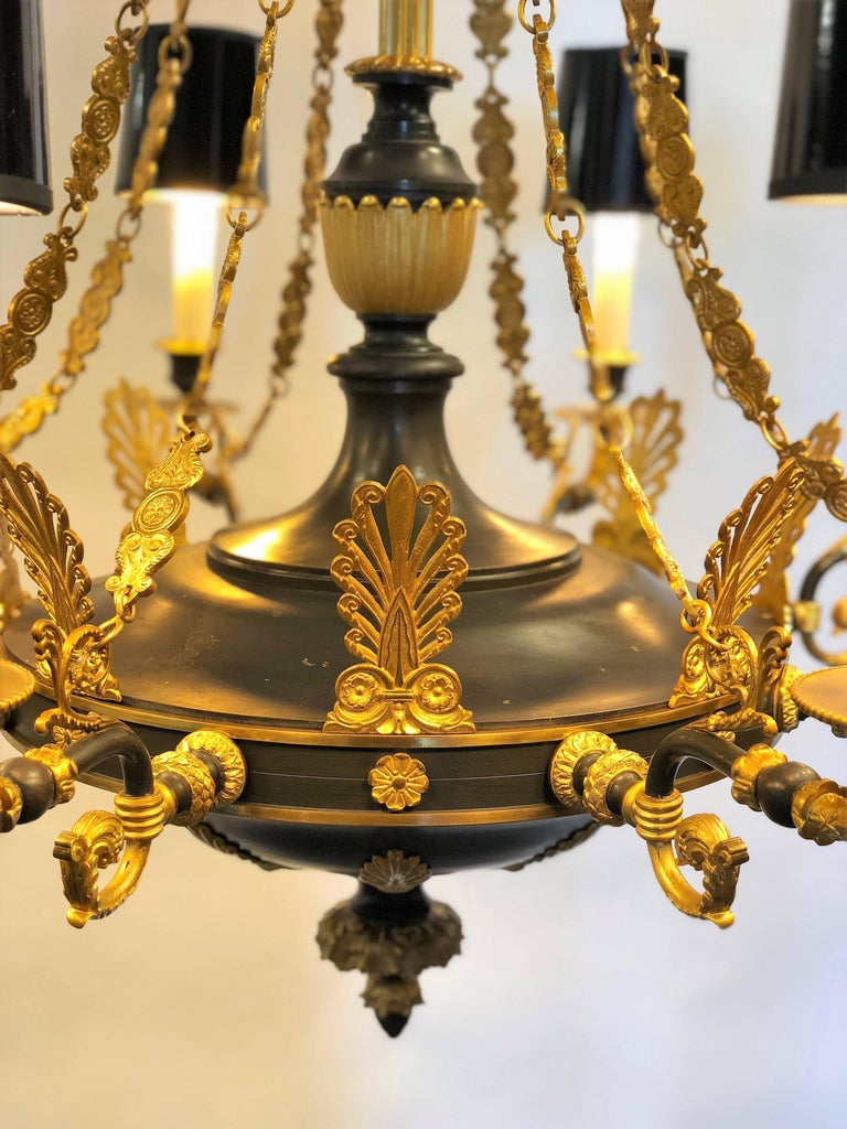 20th Century Neoclassical Empire French Gild and Patinated Chandelier ...