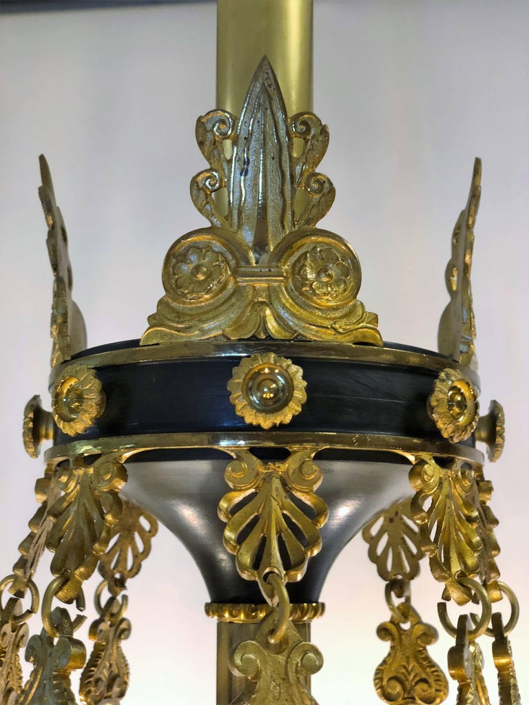 20th Century Neoclassical Empire French Gild and Patinated Chandelier ...
