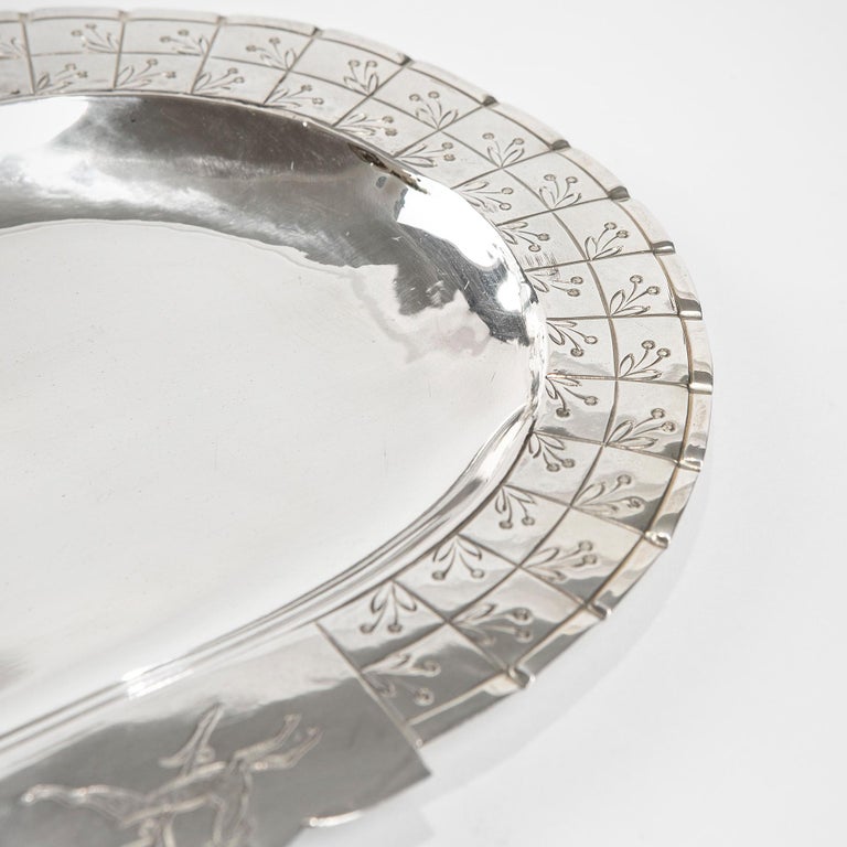 20th Century Nino Ferrari Gio Ponti Embossed Silver Tray, 30s For Sale ...