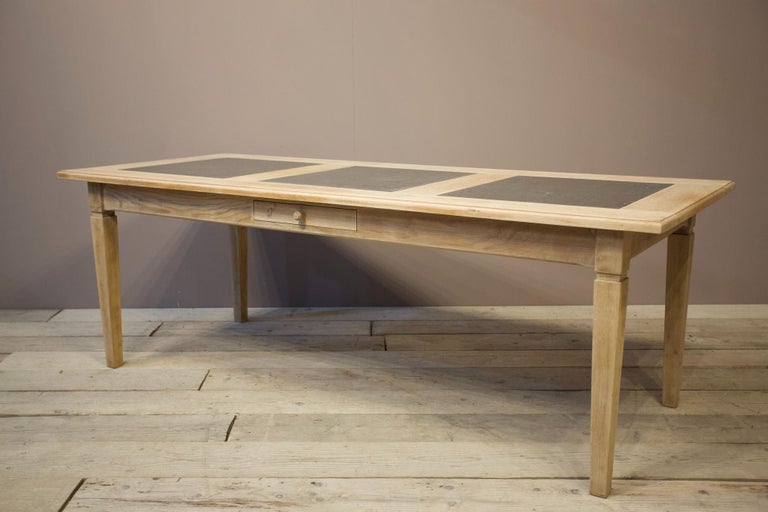 20th Century Oak and Fossil Marble Dining Table For Sale at 1stDibs