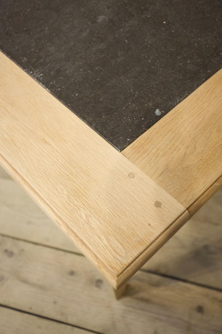 20th Century Oak and Fossil Marble Dining Table For Sale at 1stDibs
