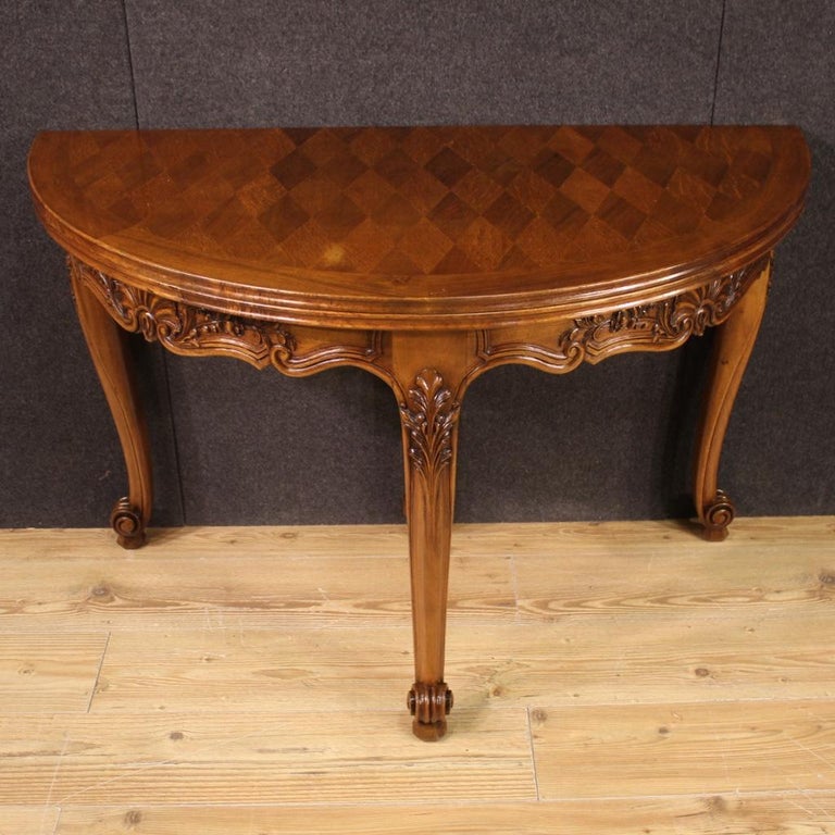 20th Century Oak Beech Fruitwood Wood French Demilune Table, 1960 For ...
