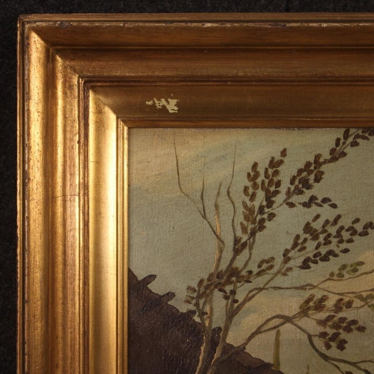 20th Century Oil on Canvas Dutch Landscape Painting with Characters ...