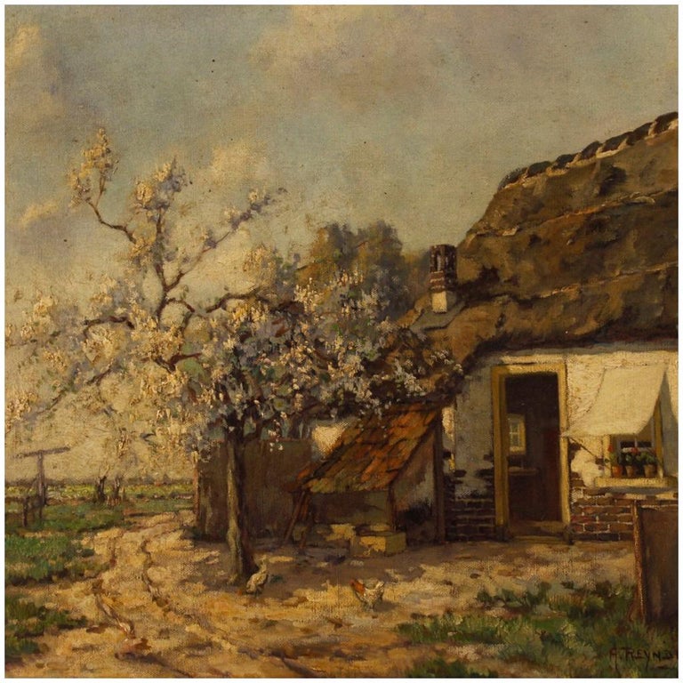 20th Century Oil on Canvas Dutch Signed Landscape Painting, 1950 For ...