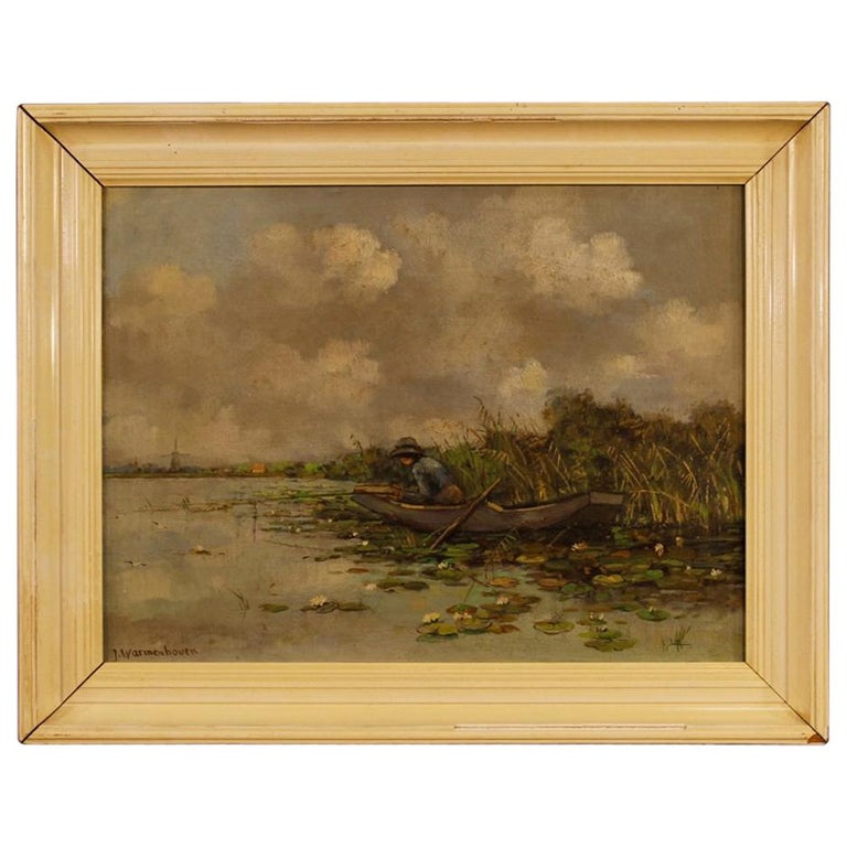 20th Century Oil on Canvas Dutch Signed Painting with Landscape, 1928 ...