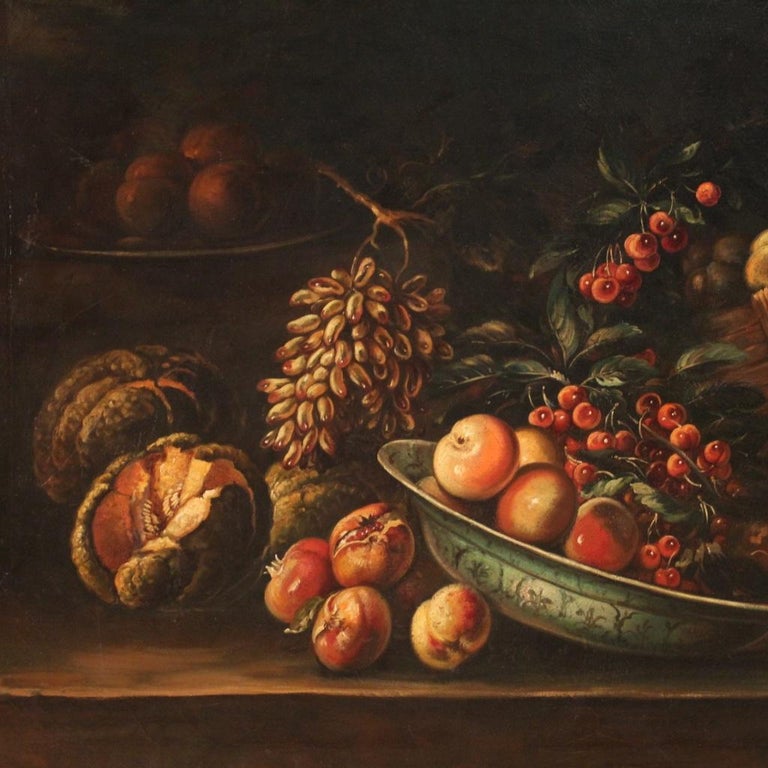 20th Century Oil on Canvas French Painting Still Life with Fruits, 1960 ...