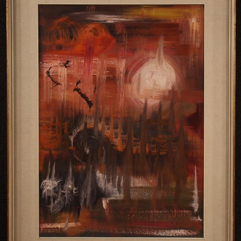 20th Century Oil on Canvas Italian Abstract Signed Painting, 1970 For ...